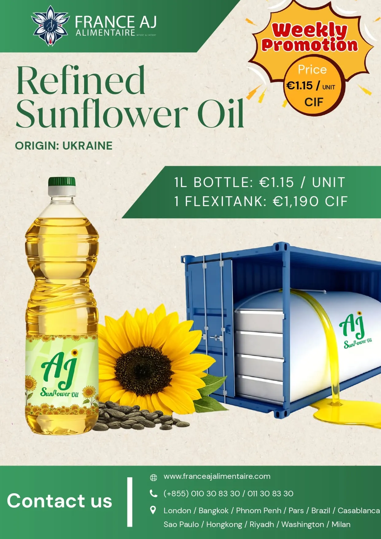 Weekly Promotion: Ukrainian Refined Sunflower Oil at CIF Rates